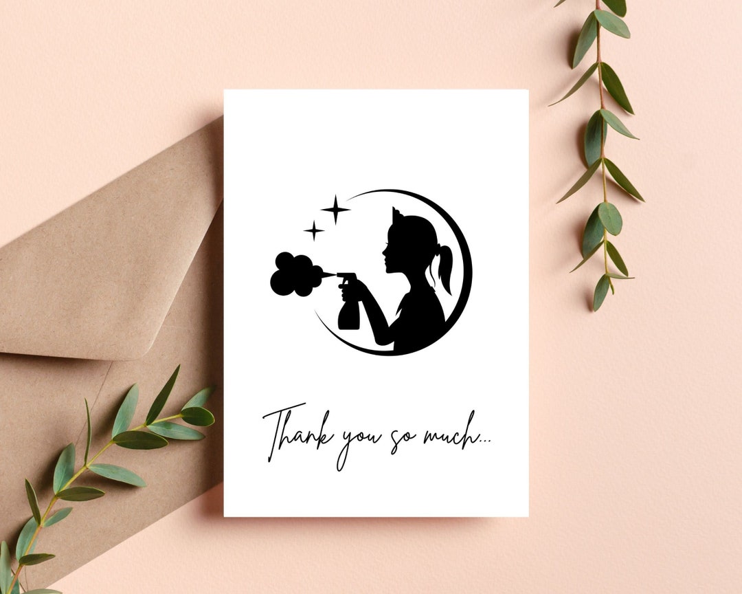 Cleaner Thank You Card | Thank You for Cleaning | Housekeeper ...
