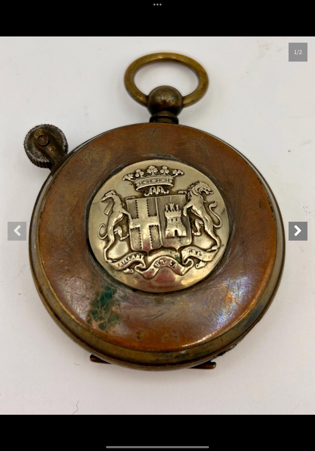 Antique Cigarette Lighter Converted From Pocket Watch With Crest ...