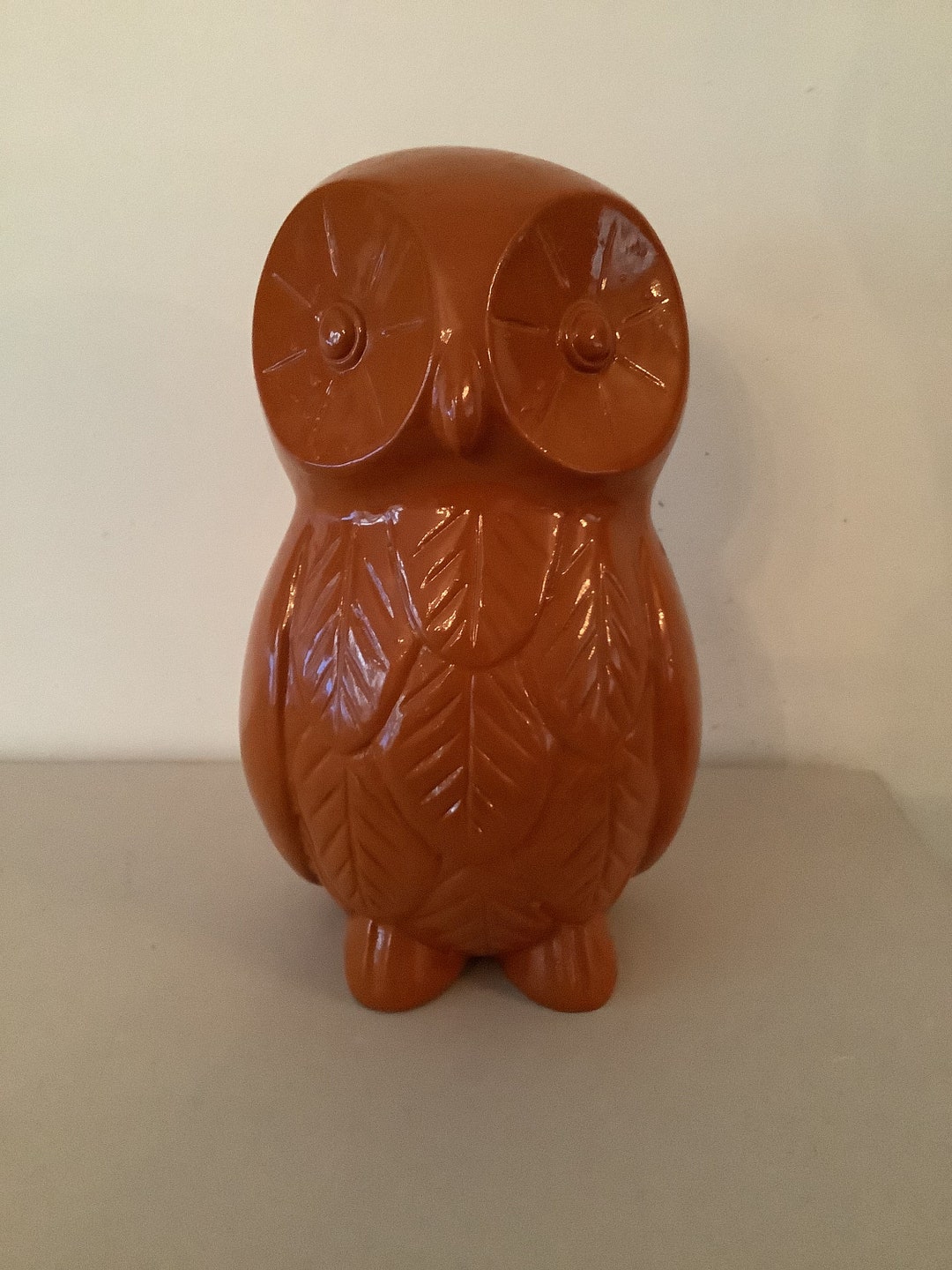 Vintage Orange Ceramic Owl Statue Stands Approx 7 Inches - Etsy