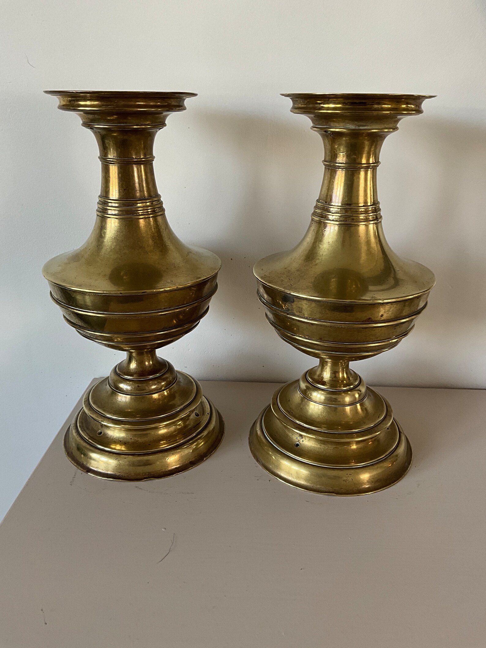 Pair Antique 9 Inch Solid Brass Altar Church Candlestick Candle Holder ...