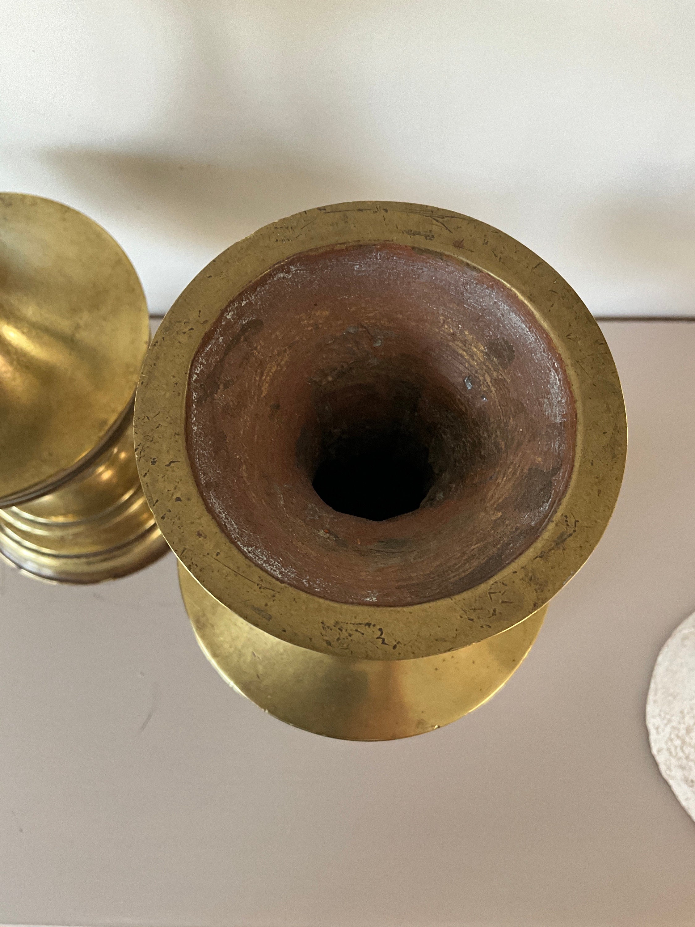 Pair Antique 9 Inch Solid Brass Altar Church Candlestick Candle Holder ...