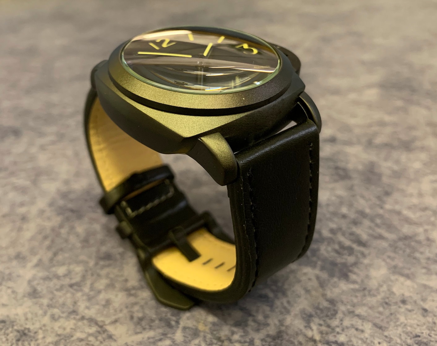 Italian Naval Homage Watch Military 45mm Militare Black Leather Marina ...