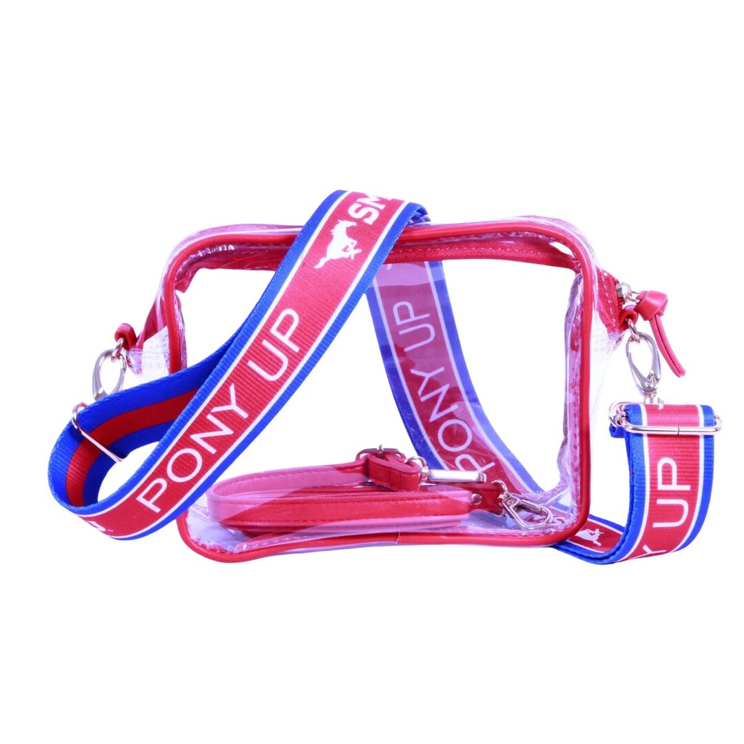 SMU Licensed Pony Up Game Day Clear Purse Adjustable Strap Back to ...