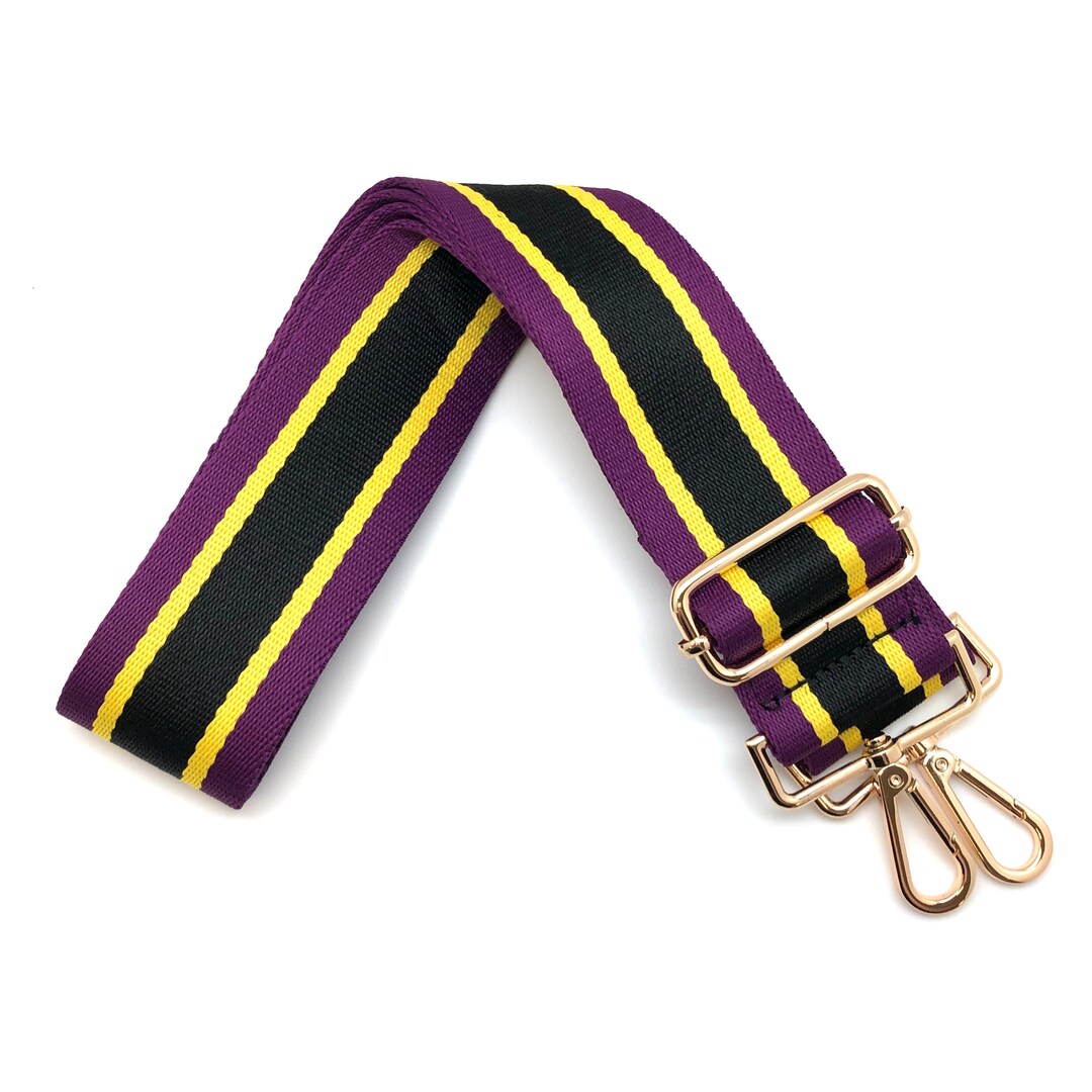 Purple & Gold Stripe Canvas Strap - Etsy