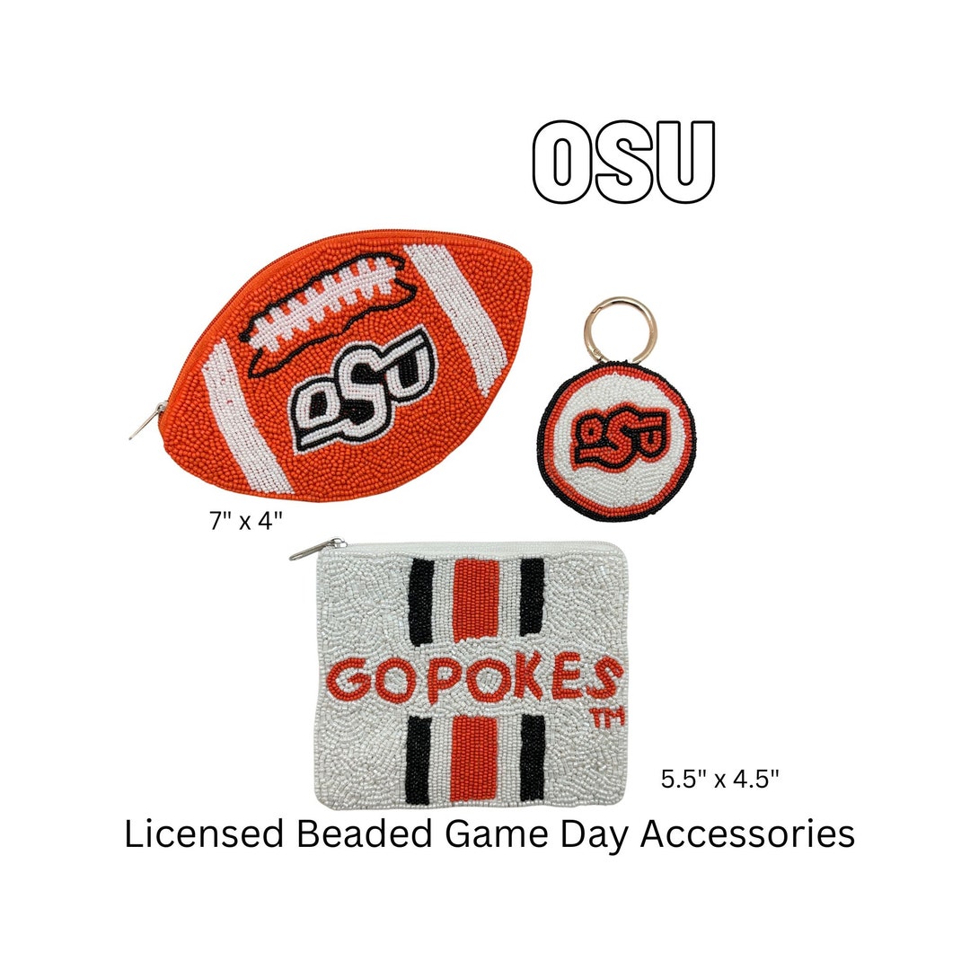 OSU Hand Beaded Game Day Essentials Gift Go Pokes Football Coin Purse ...