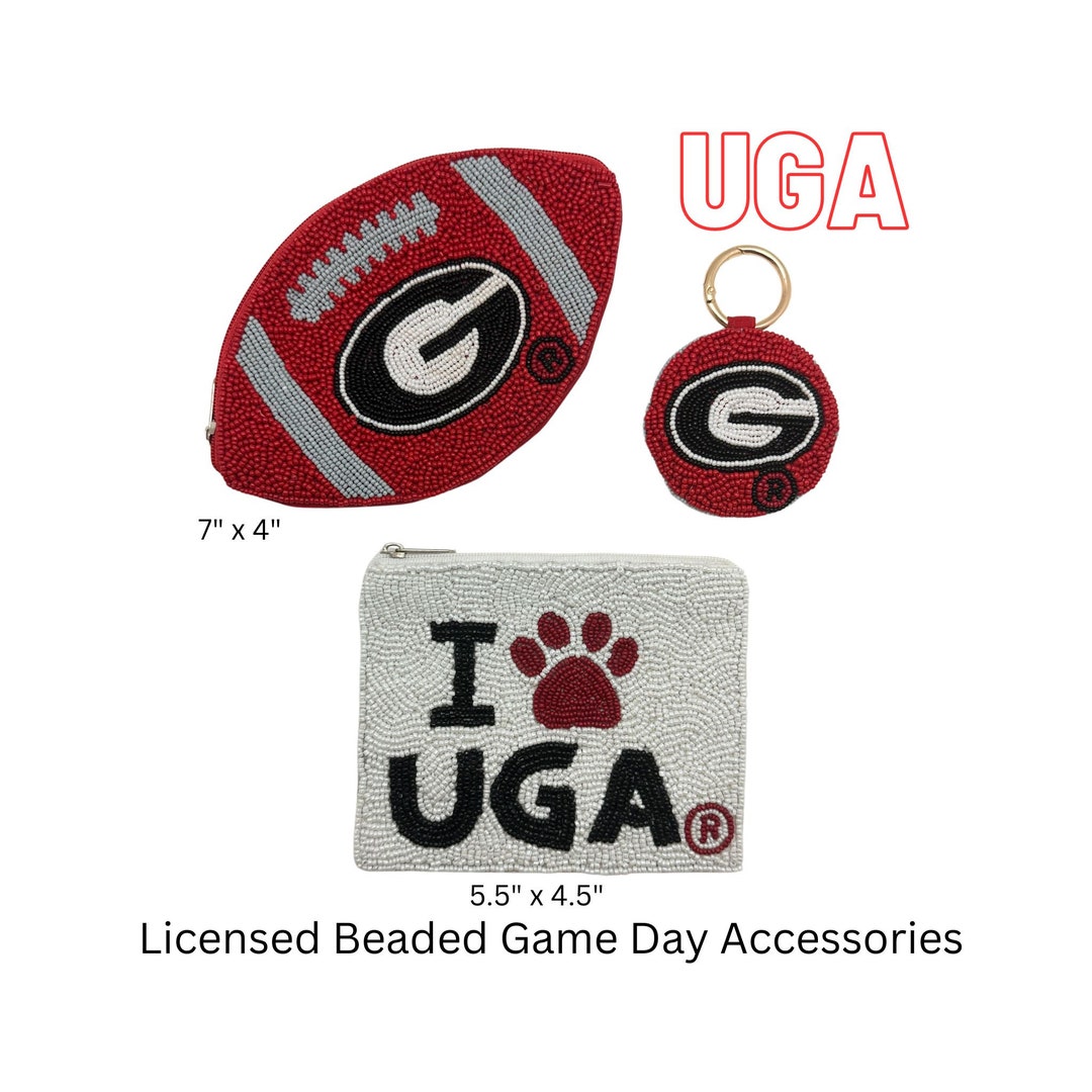 UGA Hand Beaded Game Day Essentials Gift Go Dawgs Football Coin Purse ...