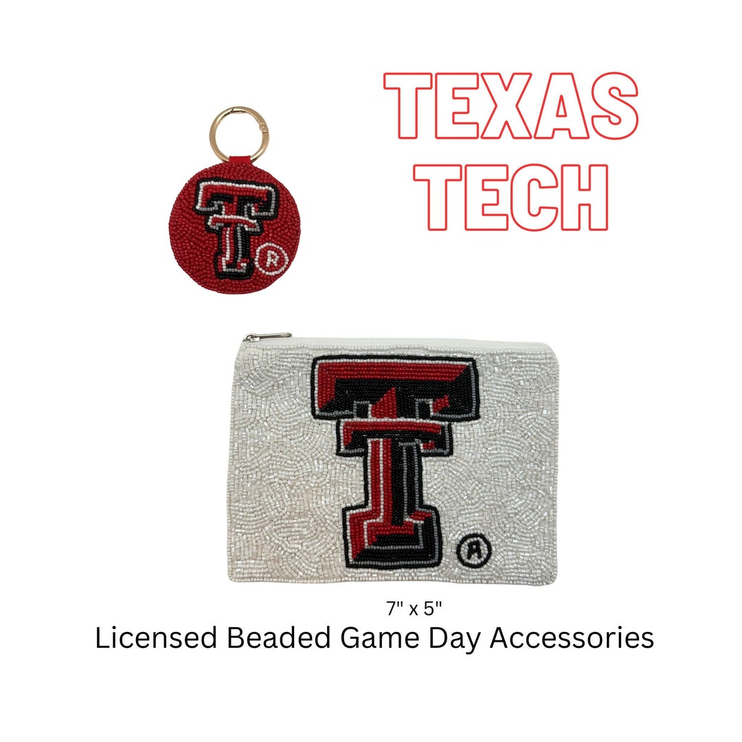 TEXAS TECH Hand Beaded Game Day Essentials Gift Football Coin Purse ...