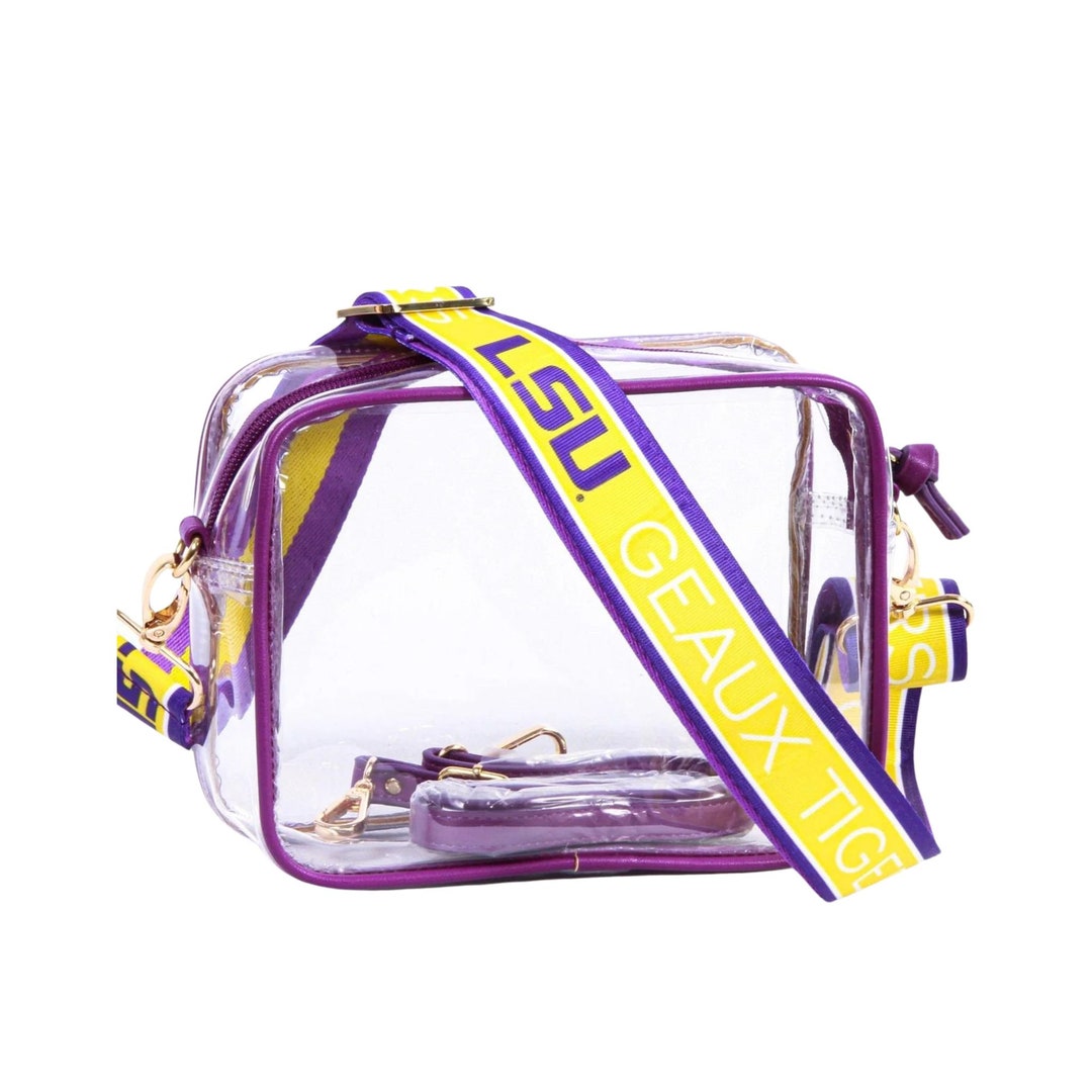 LSU Licensed Geaux Tigers Game Day Clear Purse Adjustable Strap Back to ...