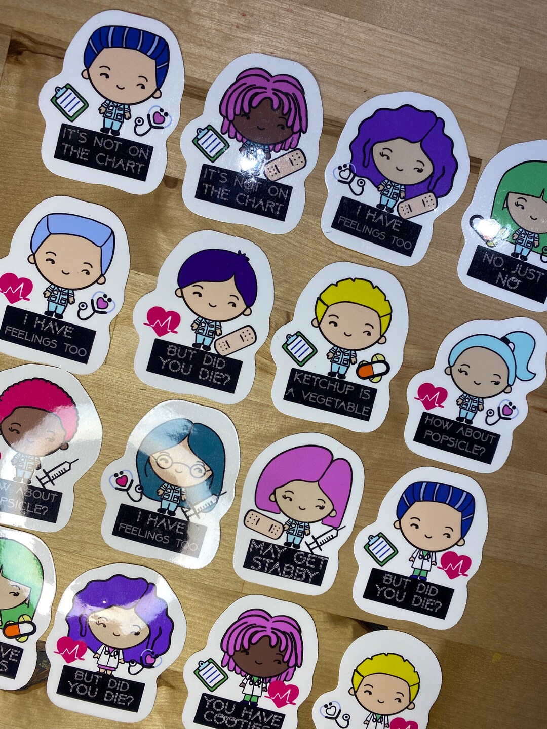 2.5x3 Inch Kawaii Style 16 Pack Stickers Hospital Nurse Doctor Stickers ...