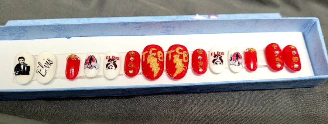 Elvis Presley Themed Press on Nails (extra Nails Shown in Photo) - Etsy