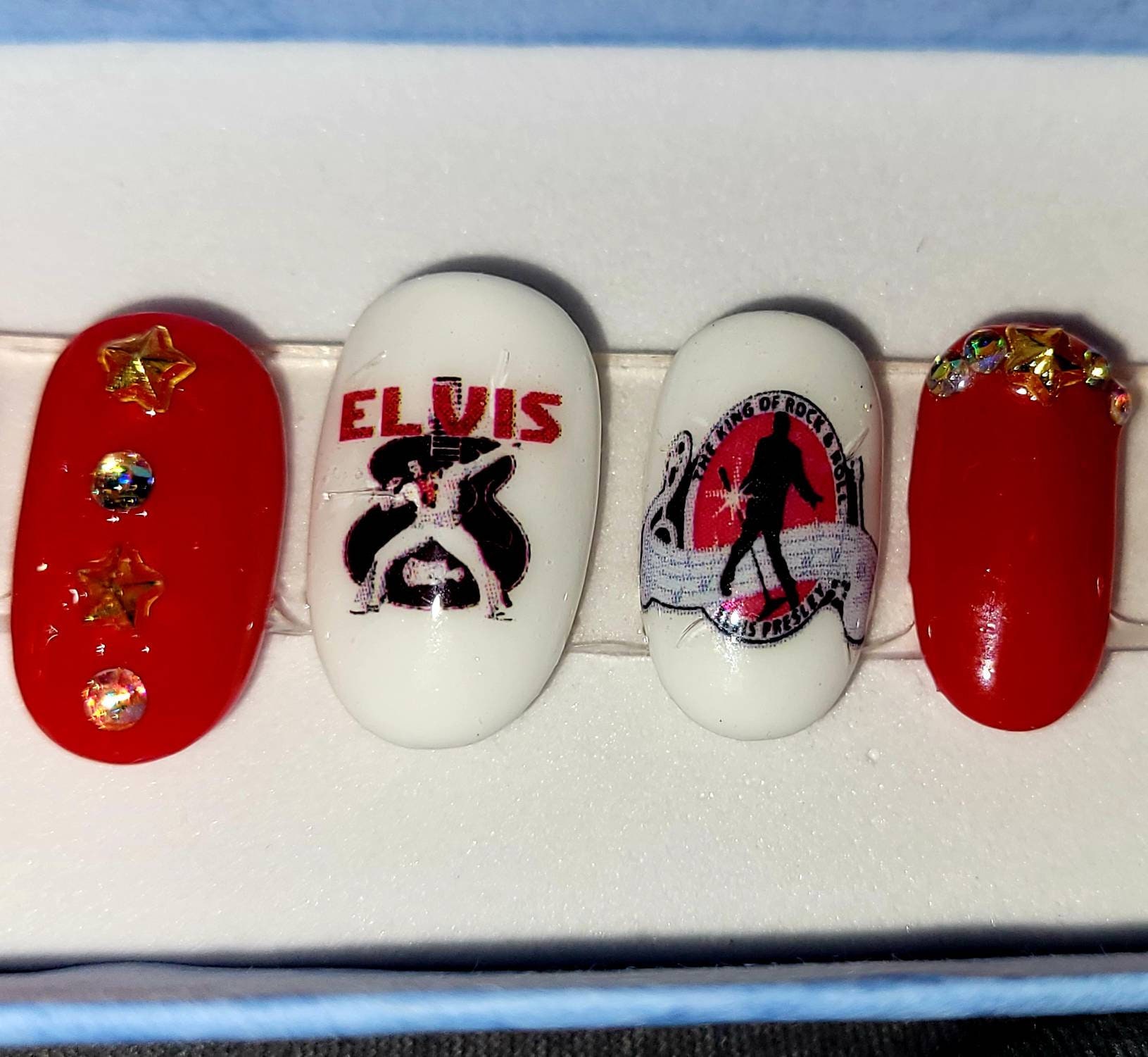 Elvis Presley Themed Press on Nails (extra Nails Shown in Photo) - Etsy
