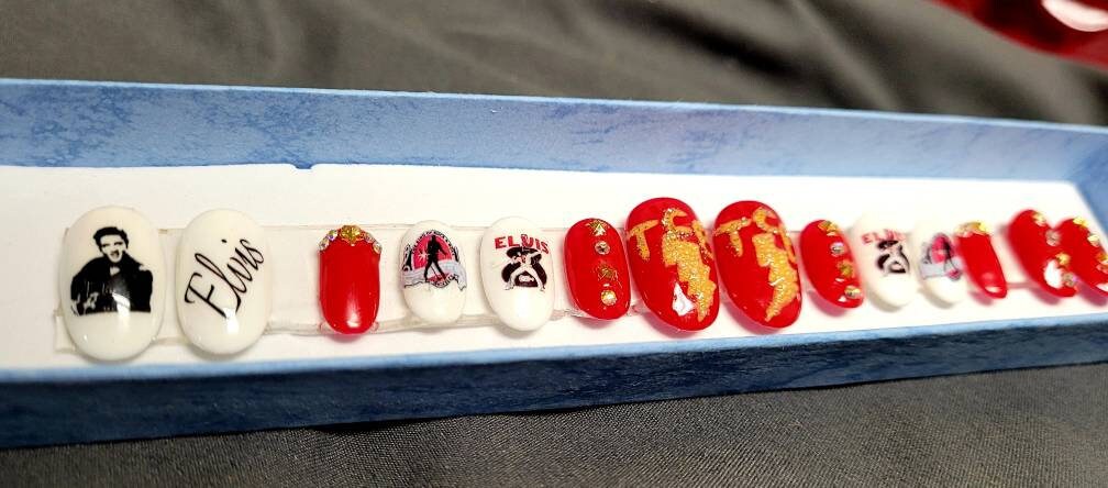 Elvis Presley Themed Press on Nails (extra Nails Shown in Photo) - Etsy