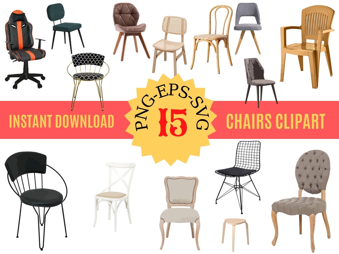 Chair Svg Vector Set Chair Clipart Realistic Chair - Etsy