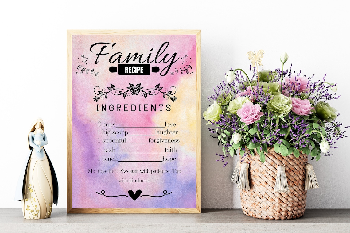 Family Recipe Wall Art Design Set of 4 SVG JPG Family Gift - Etsy