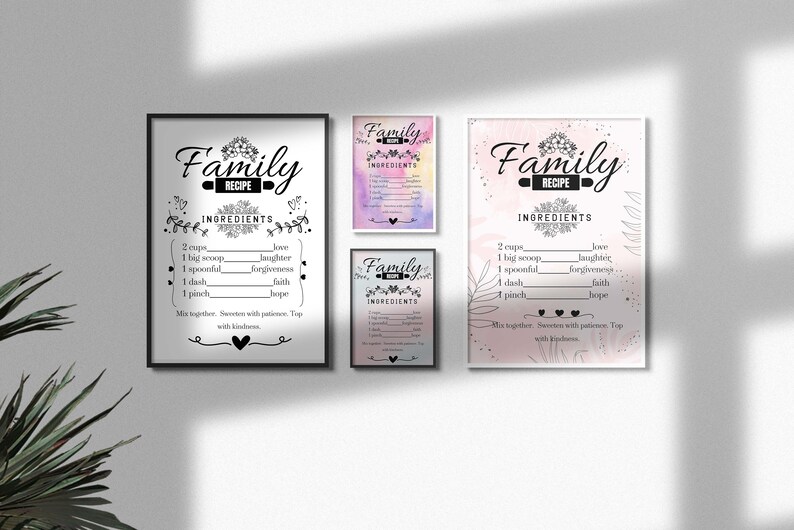 Family Recipe Wall Art Design Set of 4 SVG JPG Family Gift - Etsy