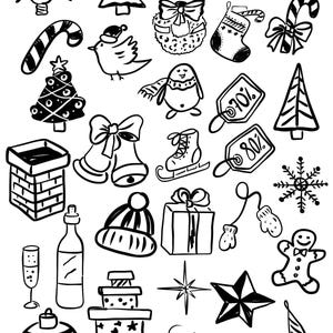 Festive Christmas Clip Art Doodle Set: Hand-drawn Whimsical Xmas Winter ...
