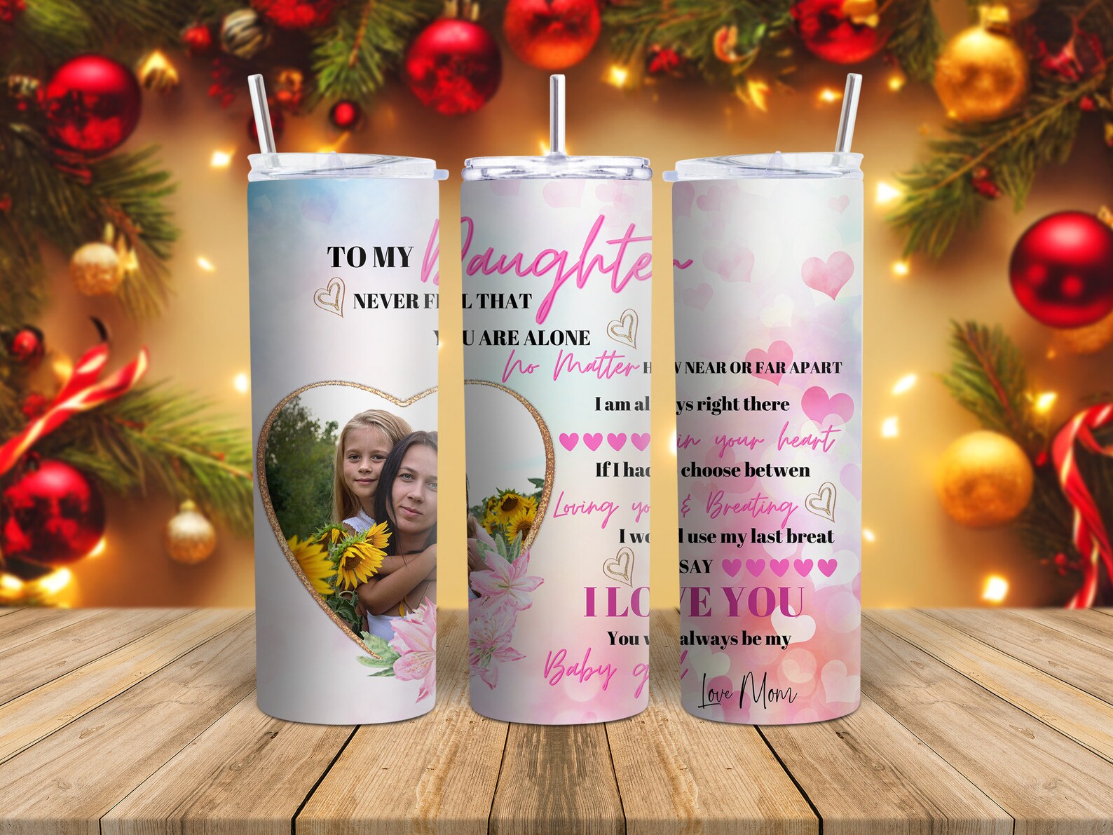 To My Daughter Custom Tumbler With Picture Png Sublimation Etsy