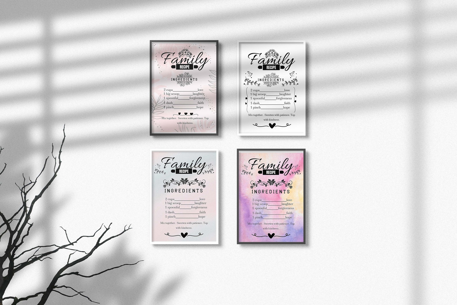 Family Recipe Wall Art Design Set of 4 SVG JPG Family Gift - Etsy