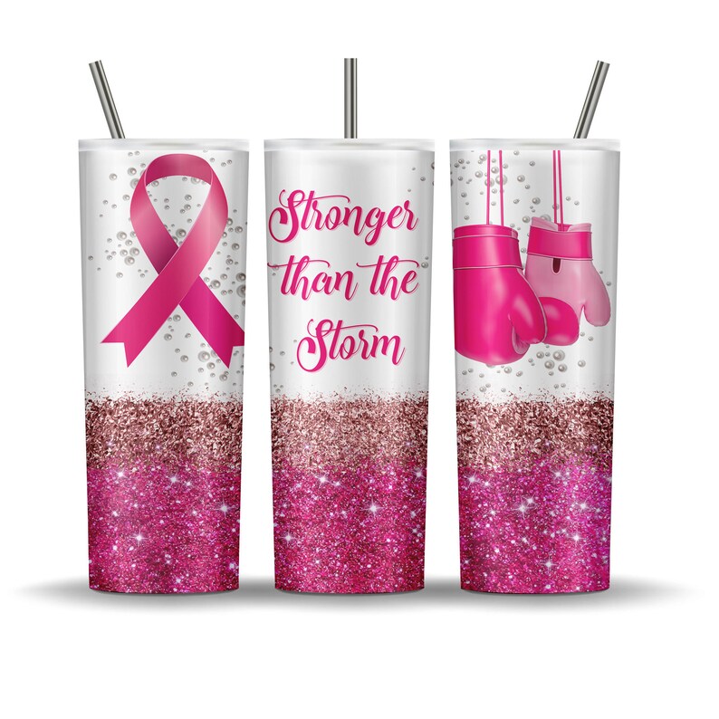 Breast Cancer Awareness Tumbler Wrap PNG Digital Stronger - Etsy