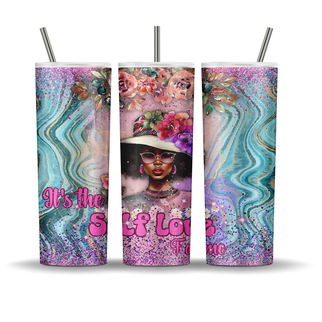 Beautiful Afro Girl It's the Self Love for Me Seamless Tumbler Design ...