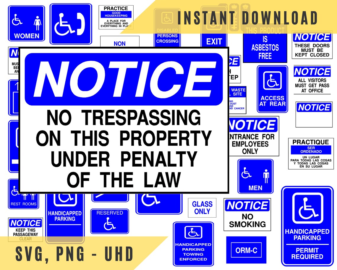 Blue Warning Signs 40 Sets of JPG EPS SVG Files Clipart | Etsy