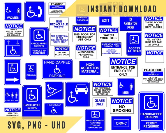 Blue Warning Signs 40 Sets of JPG EPS SVG Files Clipart | Etsy