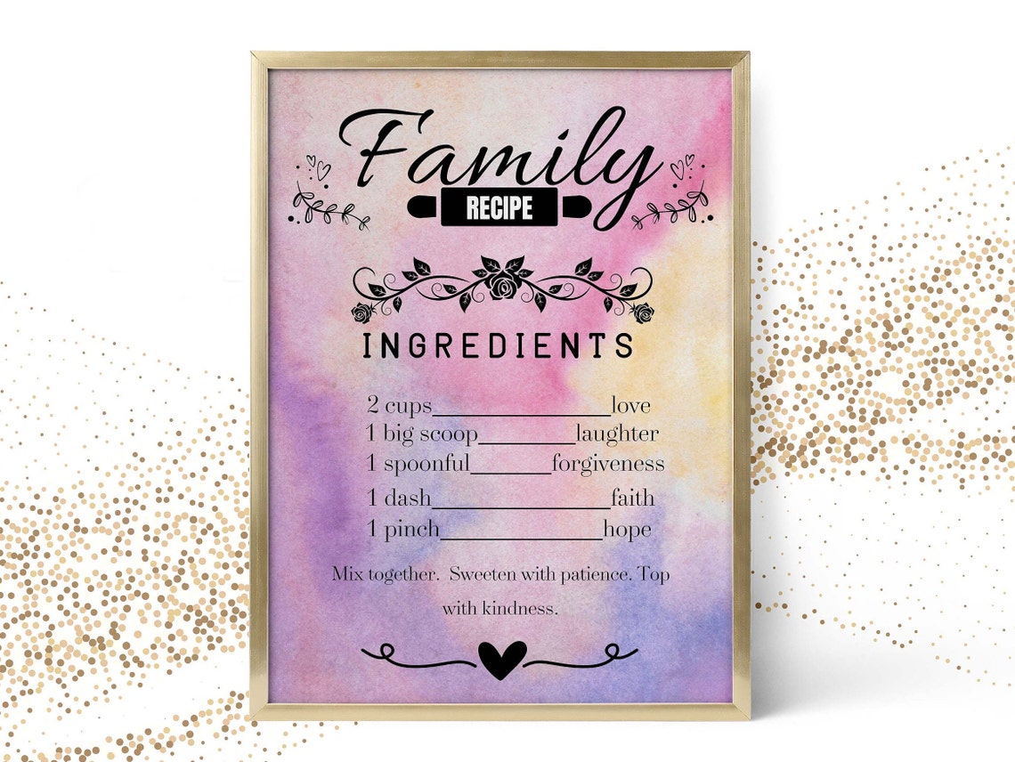 Family Recipe Wall Art Design Set of 4 SVG JPG Family Gift - Etsy