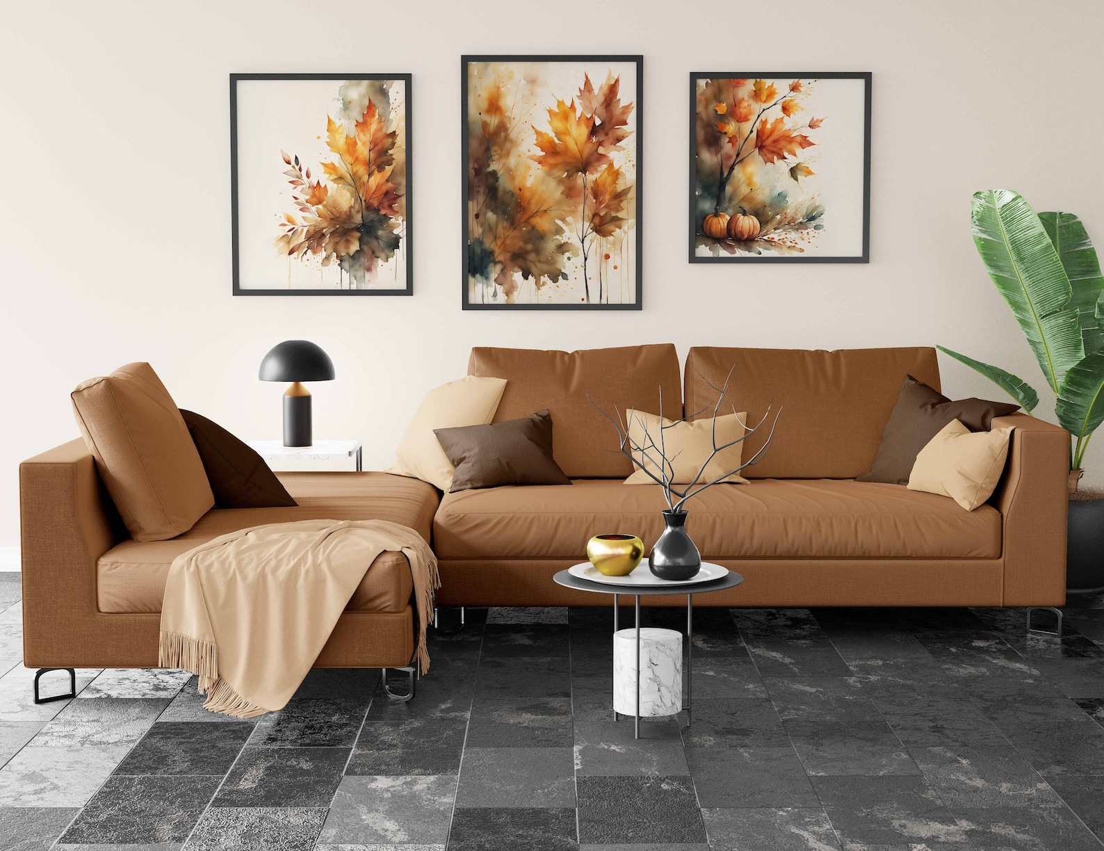 Fall Decor Prints Set of 3, Farmhouse Autumn Printable Tree Leaves Art ...