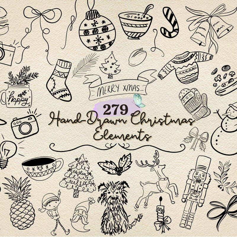Hand Drawn Christmas - Etsy