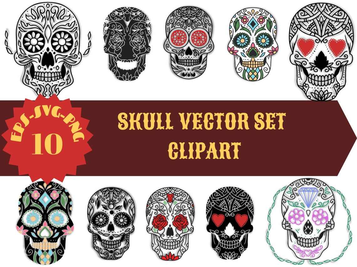 Human Skull Svg Vector Set Skull Tattoo Skull PNG EPS & | Etsy