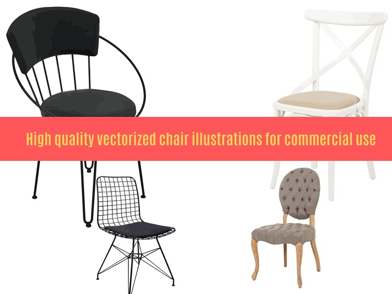 Chair Svg Vector Set Chair Clipart Realistic Chair - Etsy