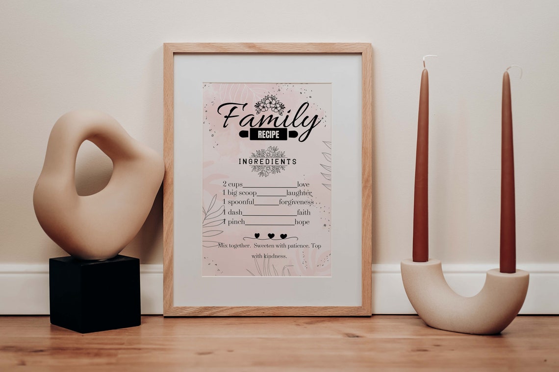 Family Recipe Wall Art Design Set of 4 SVG JPG Family Gift - Etsy
