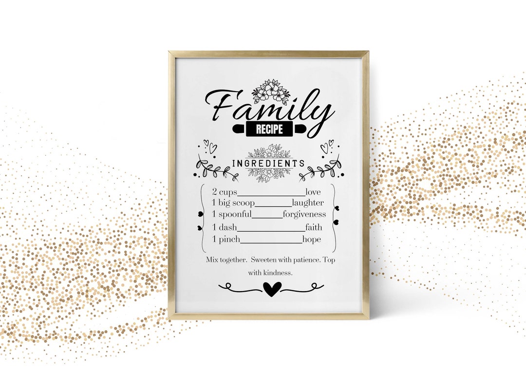 Family Recipe Wall Art Design Set of 4 SVG, JPG, Family Gift Download ...
