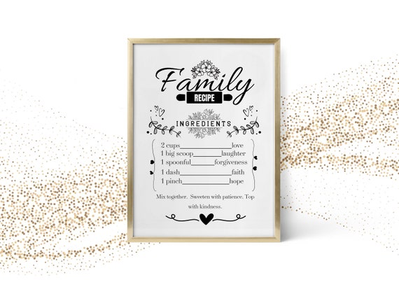 Family Recipe Wall Art Design Set of 4 SVG JPG Family Gift - Etsy