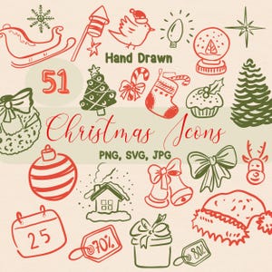 Festive Christmas Clip Art Doodle Set: Hand-drawn Whimsical Xmas Winter ...