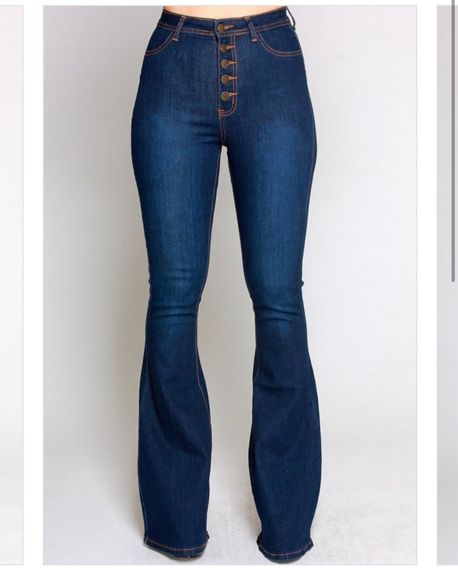 Button Down Bell Bottom Jeans, Bell Bottom Jeans Woman, High Waisted ...