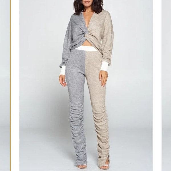 Grey Stacked Pants - Etsy