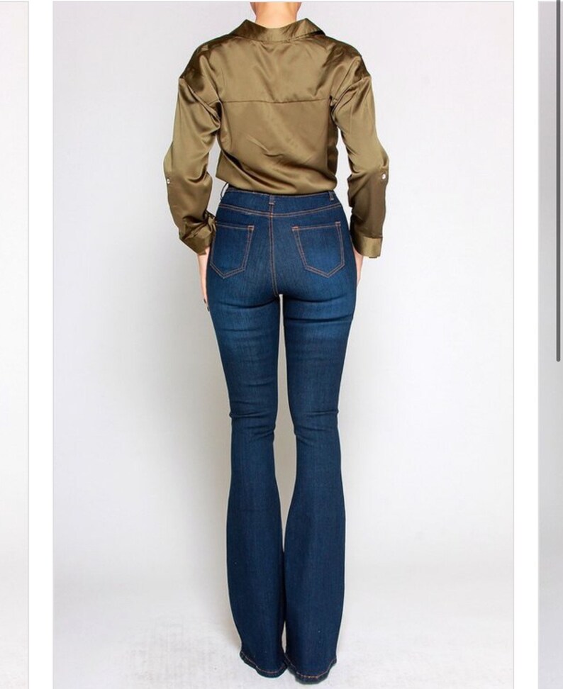 Button Down Bell Bottom Jeans, Bell Bottom Jeans Woman, High Waisted ...