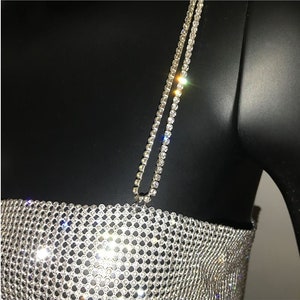 Gold Rhinestone Summer Party Draped Rave Crop Top V-neck Night Club ...