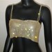 Gold Rhinestone Summer Party Draped Rave Crop Top V-neck Night Club ...
