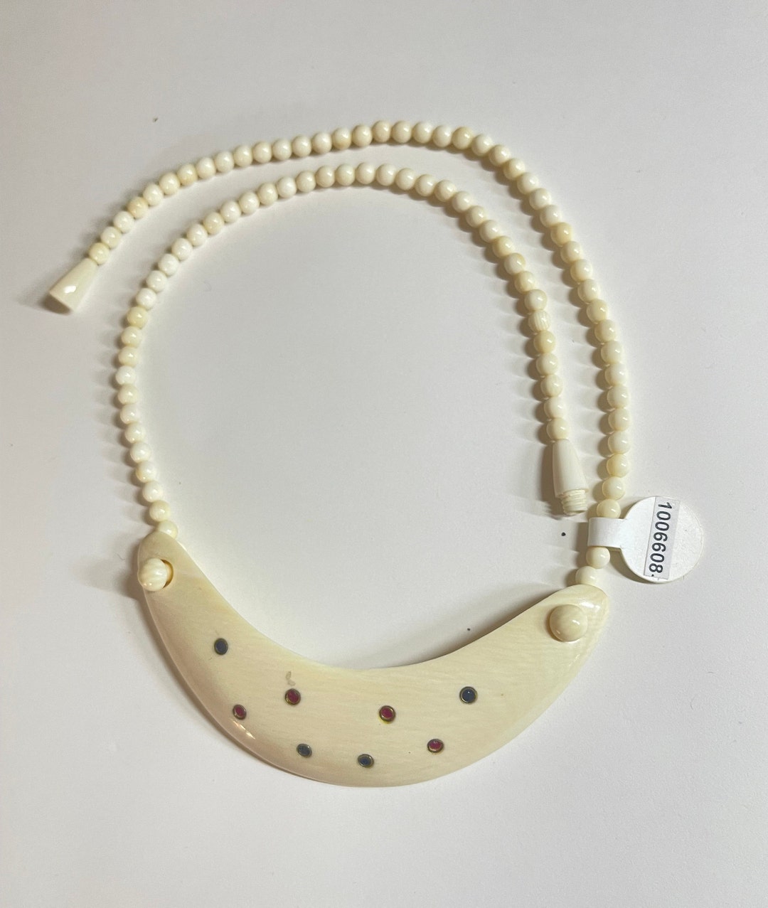 Vintage White Coral 85x20 Mm Pendant 4 Mm Beads 18" Necklace Decorated ...