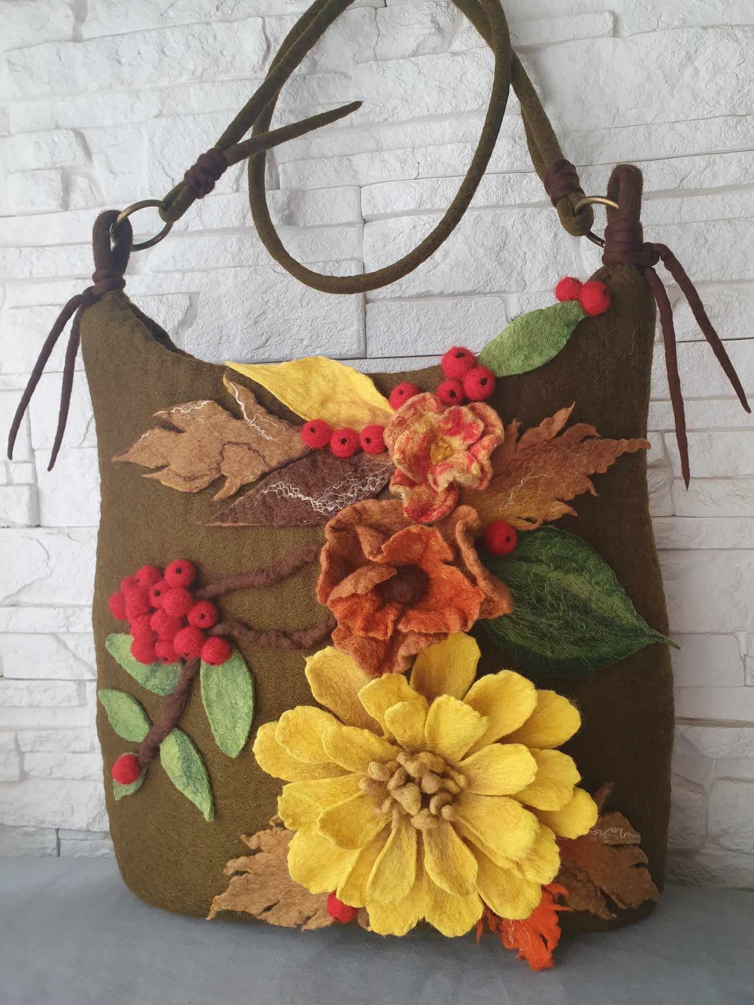 Autumn Bag / Large Women's Shoulder Bag / Gift for Her / Large Felted ...