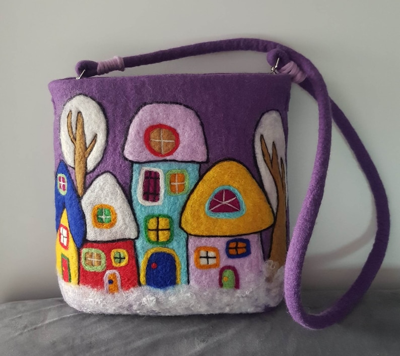 Bag With Houses / Shopper Bag / Gift for a Woman / Shoulder Bag / Wool ...