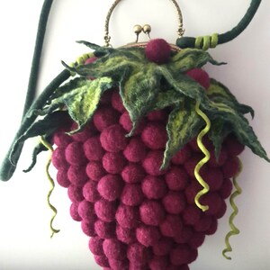 Grape Bag / Bunch of Grapes / Gift for a Woman / Shoulder Bag / Felted ...