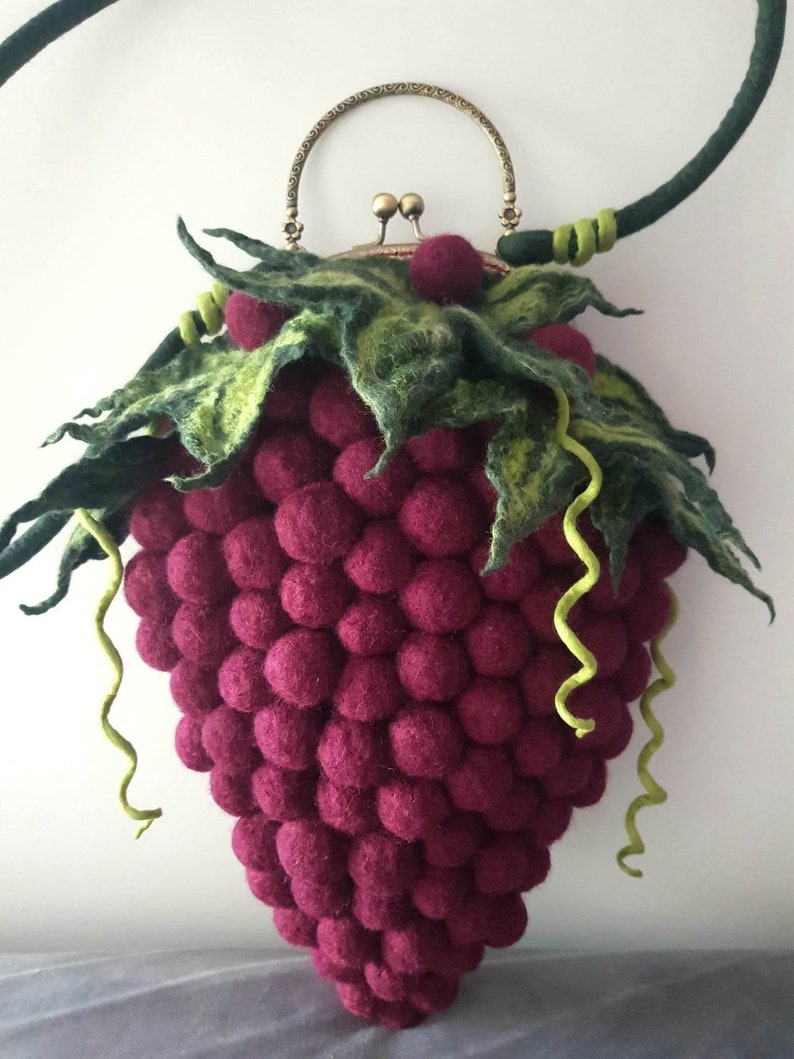 Grape Bag / Bunch of Grapes / Gift for a Woman / Shoulder Bag / Felted ...