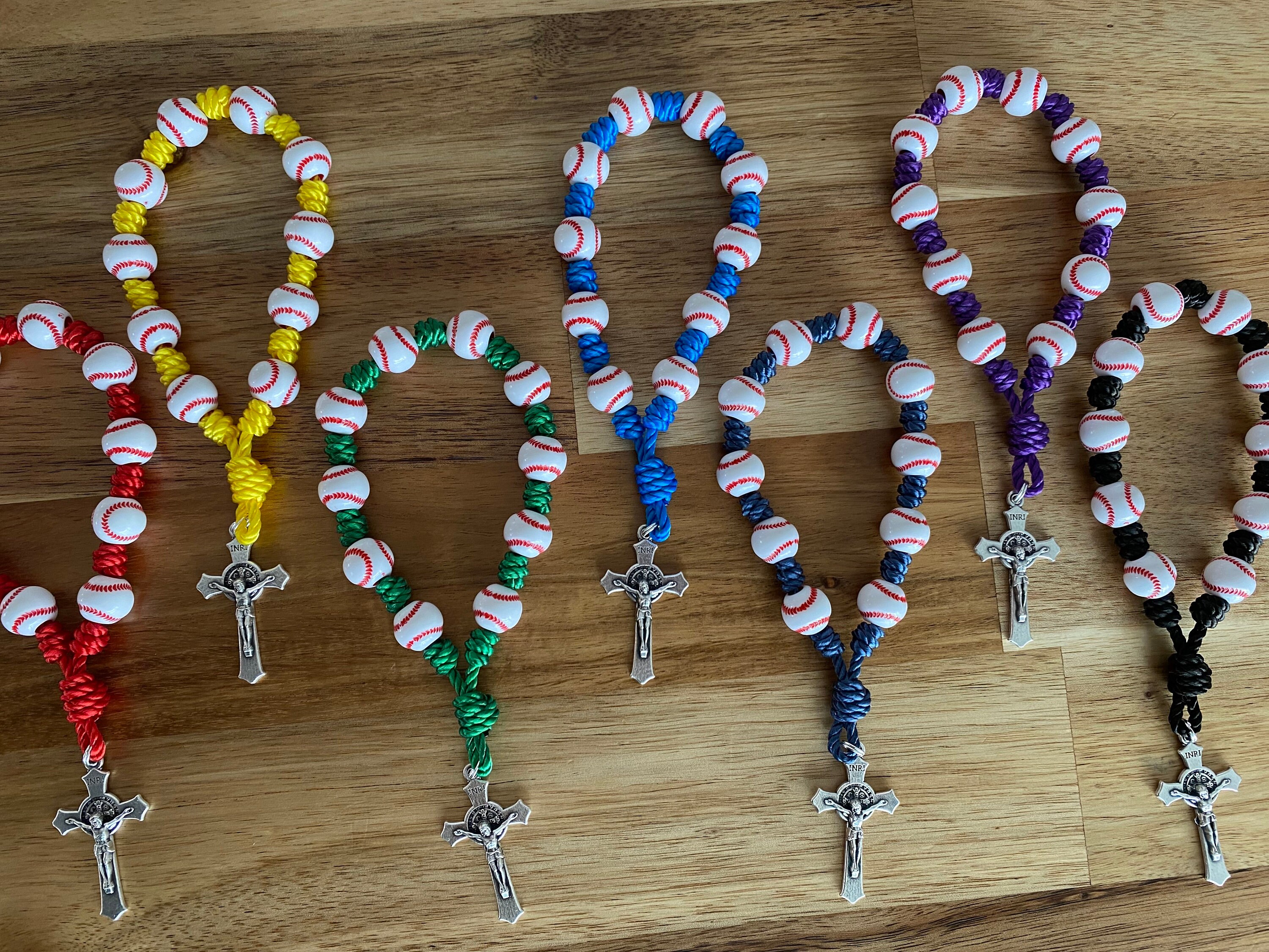 Baseball Catholic Decade Rosary With St. Benedict Crucifix - Etsy