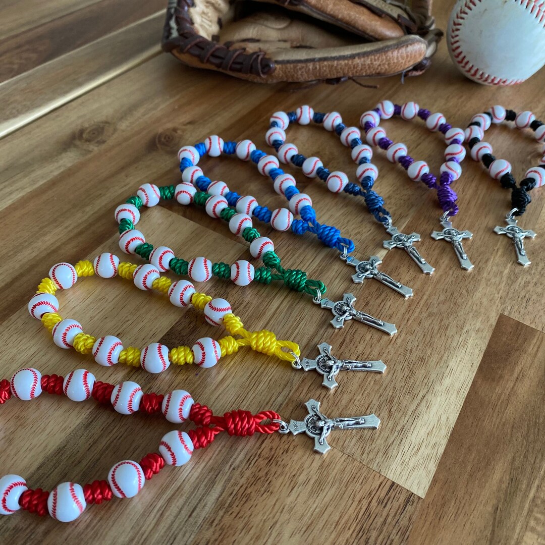 Baseball Catholic Decade Rosary With St. Benedict Crucifix - Etsy