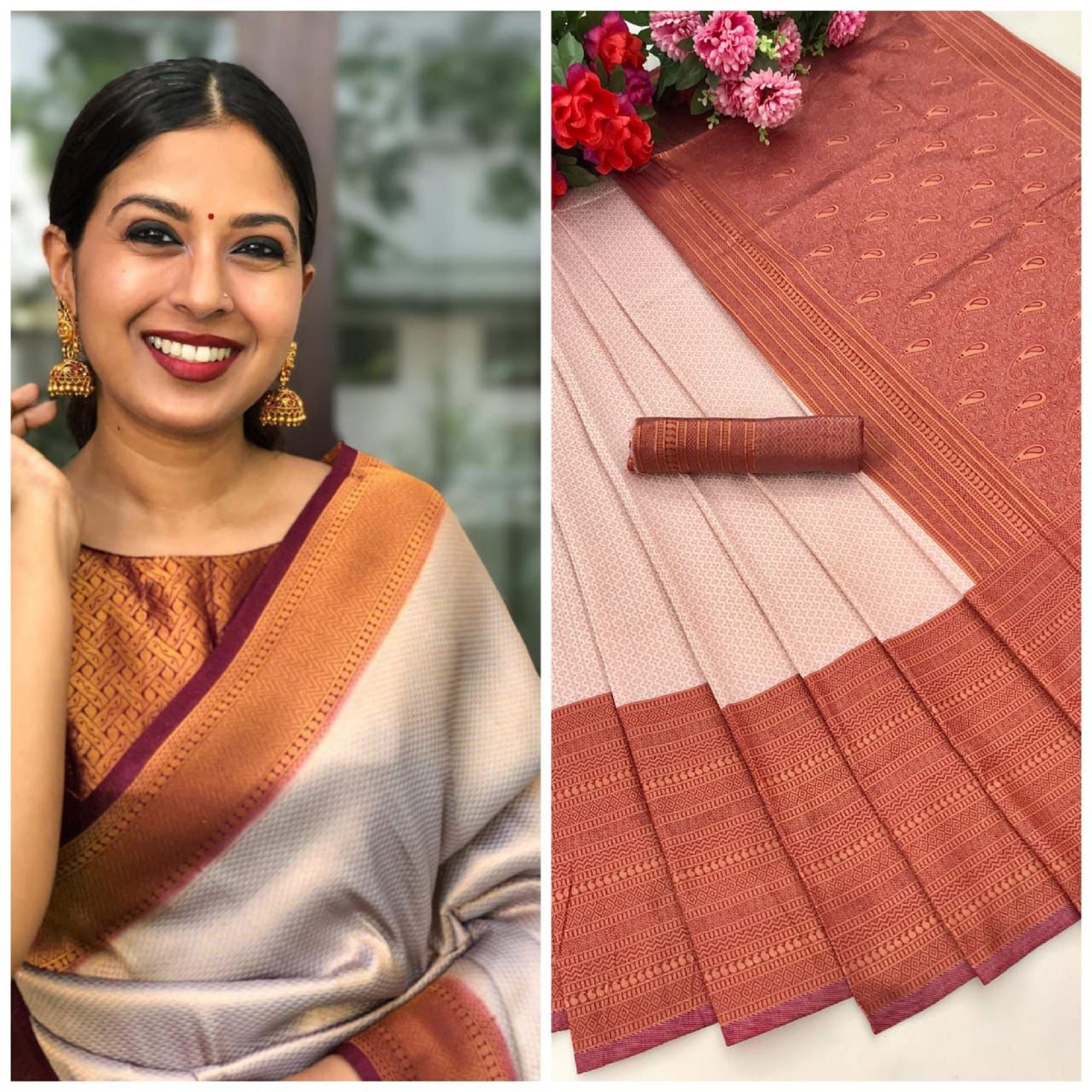 Bollywood Orange and Silvar Color Saree for Women Soft Silk - Etsy