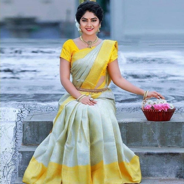 Off White Silk Saree - Etsy