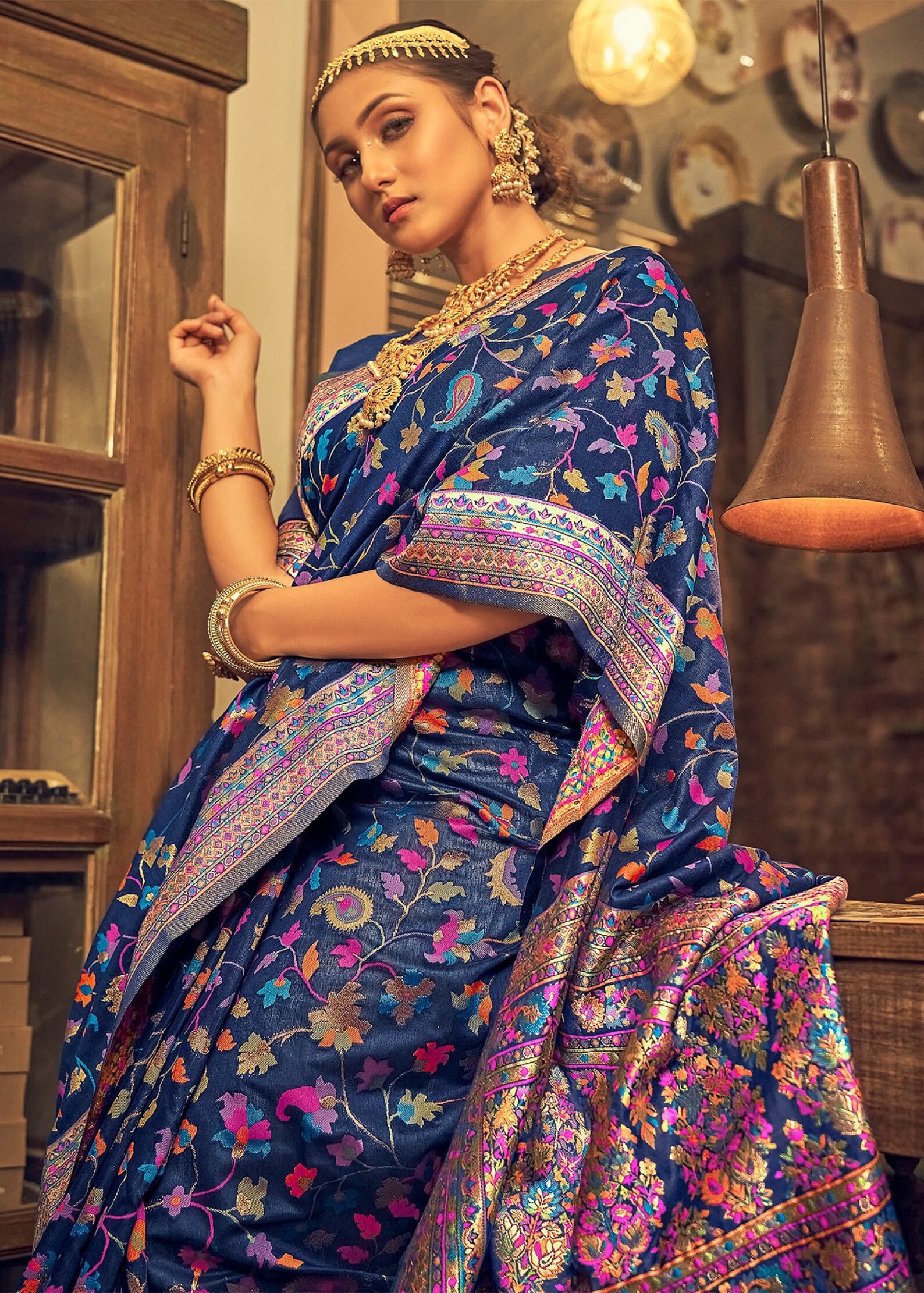Trending Heavy Work New Color Designer Kashmiri Silk Saree,bollywood ...